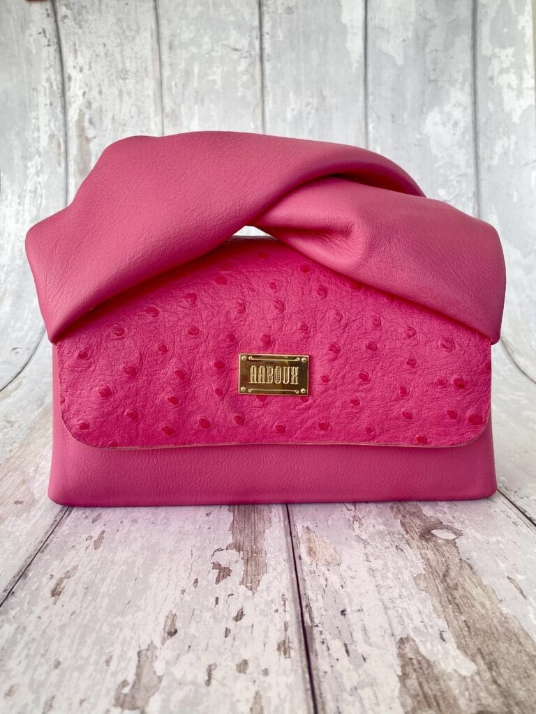 Moby Pink Ostrich Print & Pink Nappa Handle - Aaboux