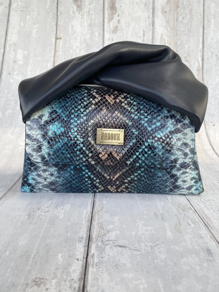 Moby Blue Multicolour Python Print Leather - Aaboux